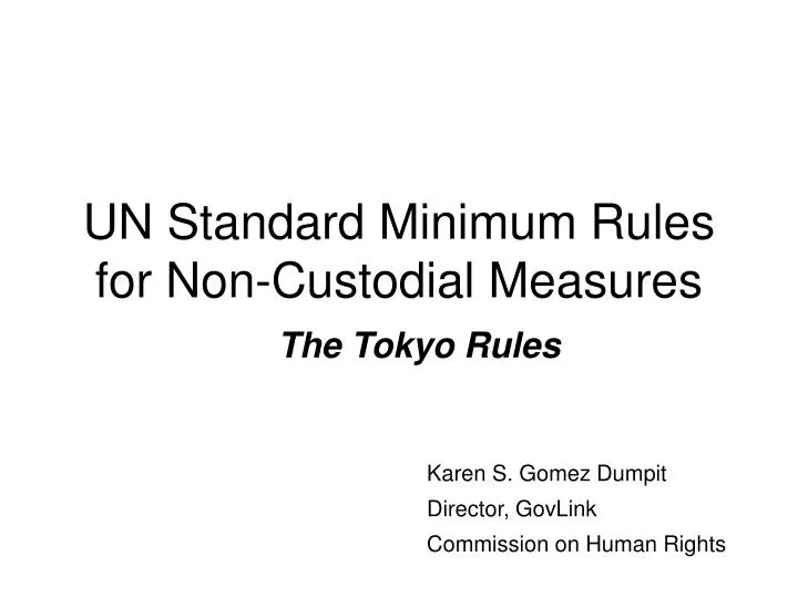 PPT - UN Standard Minimum Rules for Non-Custodial Measures PowerPoint ...