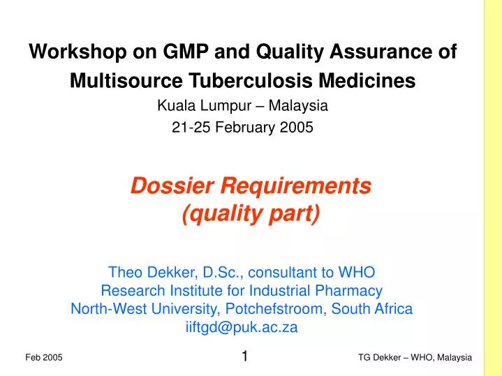 PPT - Dossier Requirements (quality part) PowerPoint Presentation, free ...