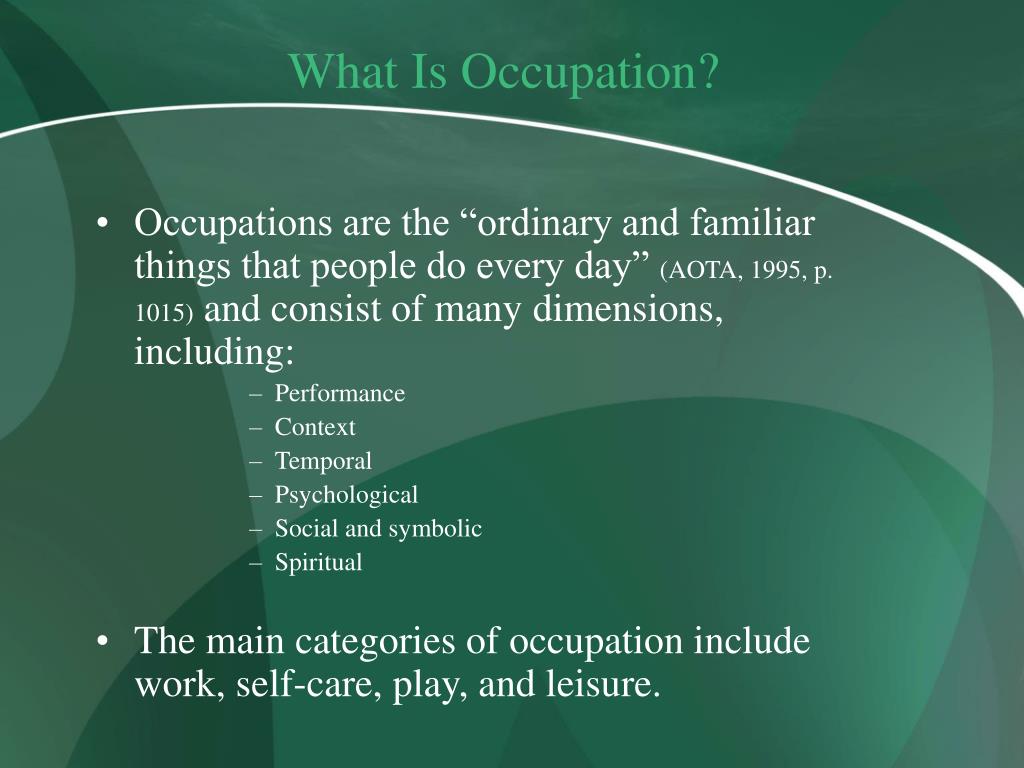 Ppt Occupational Therapy 101 What Is Ot Powerpoint Presentation