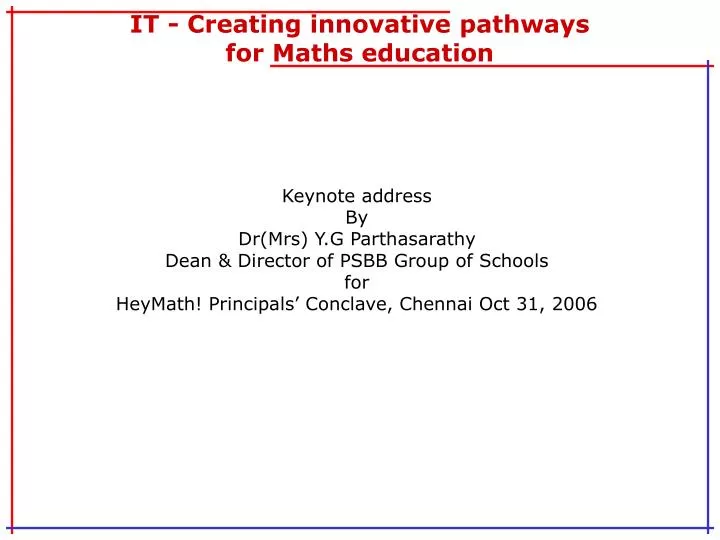 PPT - IT - Creating innovative pathways for Maths education PowerPoint ...