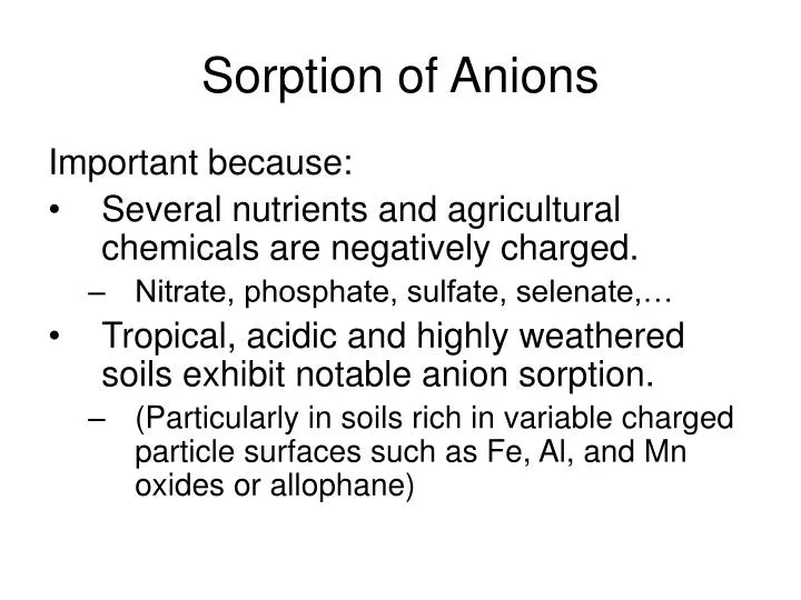 PPT - Sorption of Anions PowerPoint Presentation, free download - ID ...