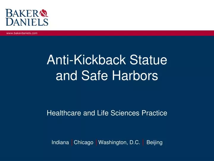 PPT - Anti-Kickback Statue and Safe Harbors PowerPoint Presentation ...