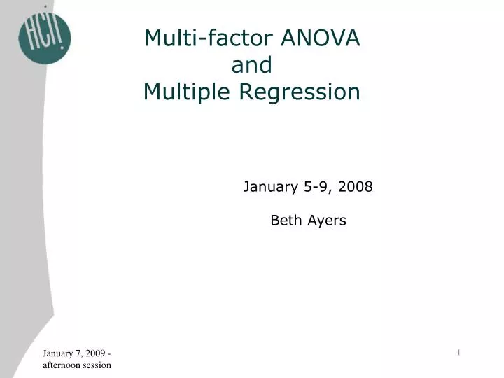 PPT - Multi-factor ANOVA and Multiple Regression PowerPoint ... PPT - Multi-factor ANOVA and Multiple Regression PowerPoint ...