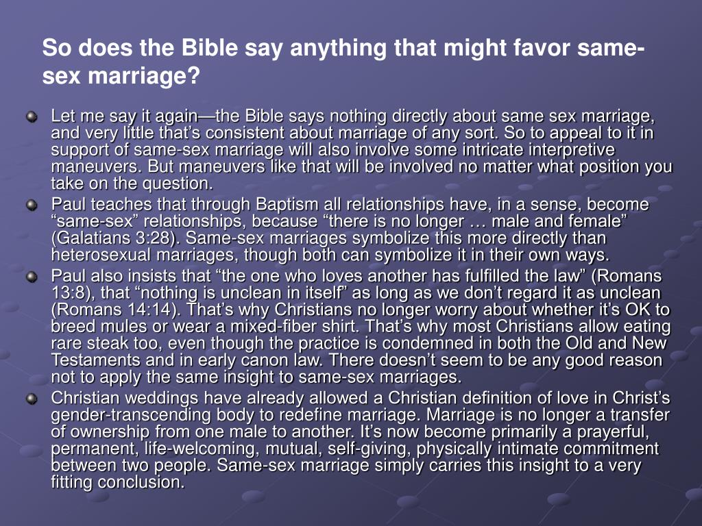 Ppt The Bible And Same Sex Marriage Powerpoint Presentation Free