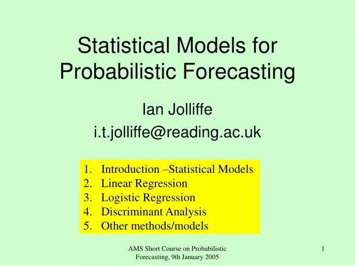 PPT - Statistical Models for Probabilistic Forecasting PowerPoint ...