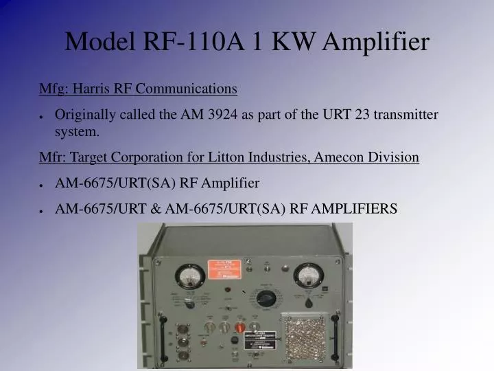 PPT - Model RF-110A 1 KW Amplifier PowerPoint Presentation, free ...