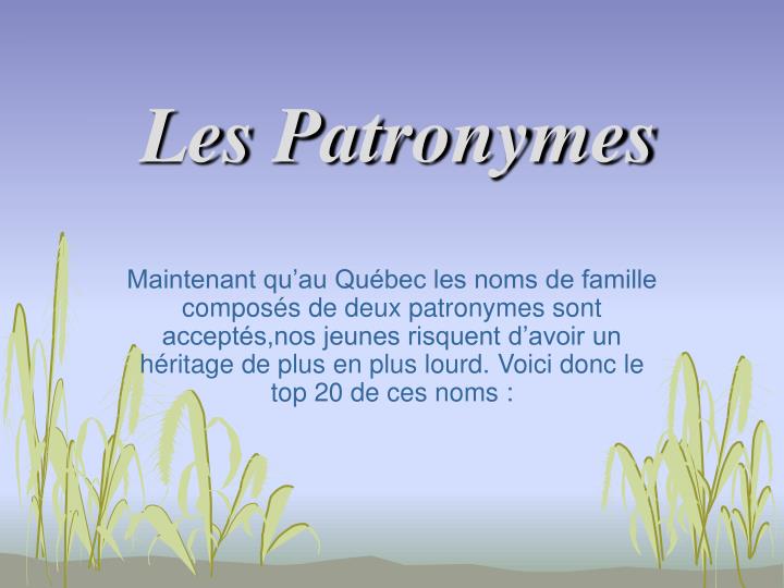 PPT - Les Patronymes PowerPoint Presentation, free download - ID:1199720