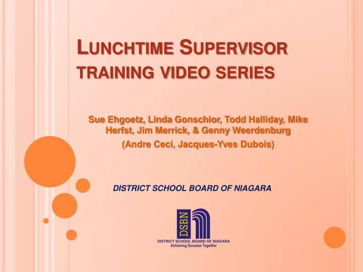 PPT - Lunchtime Supervisor training video series PowerPoint ...