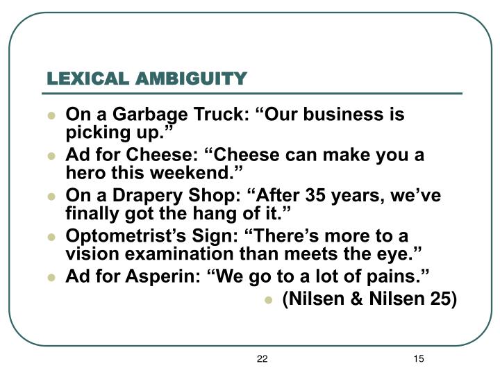 PPT - AMBIGUITY & PUNS see also “Jokes” and “Language Play” PowerPoint ...