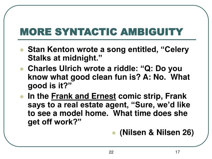 PPT - AMBIGUITY & PUNS see also “Jokes” and “Language Play” PowerPoint ...
