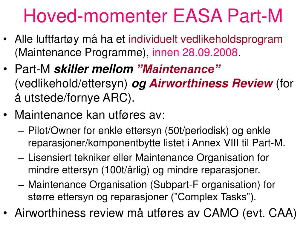 PPT - Understanding EASA Part-M Maintenance Regulations PowerPoint ...