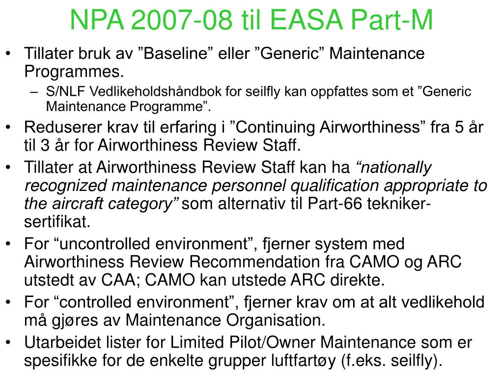 PPT - Understanding EASA Part-M Maintenance Regulations PowerPoint ...