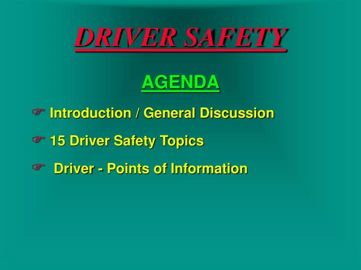 PPT - DRIVER SAFETY PowerPoint Presentation, free download - ID:1206590