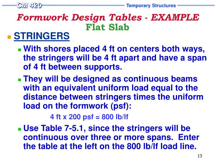 PPT - Formwork Design Tables PowerPoint Presentation - ID:1206806