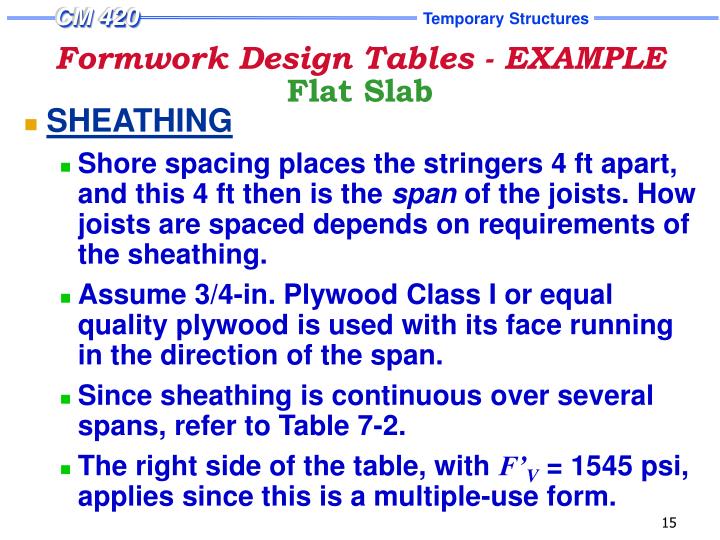 PPT - Formwork Design Tables PowerPoint Presentation - ID:1206806