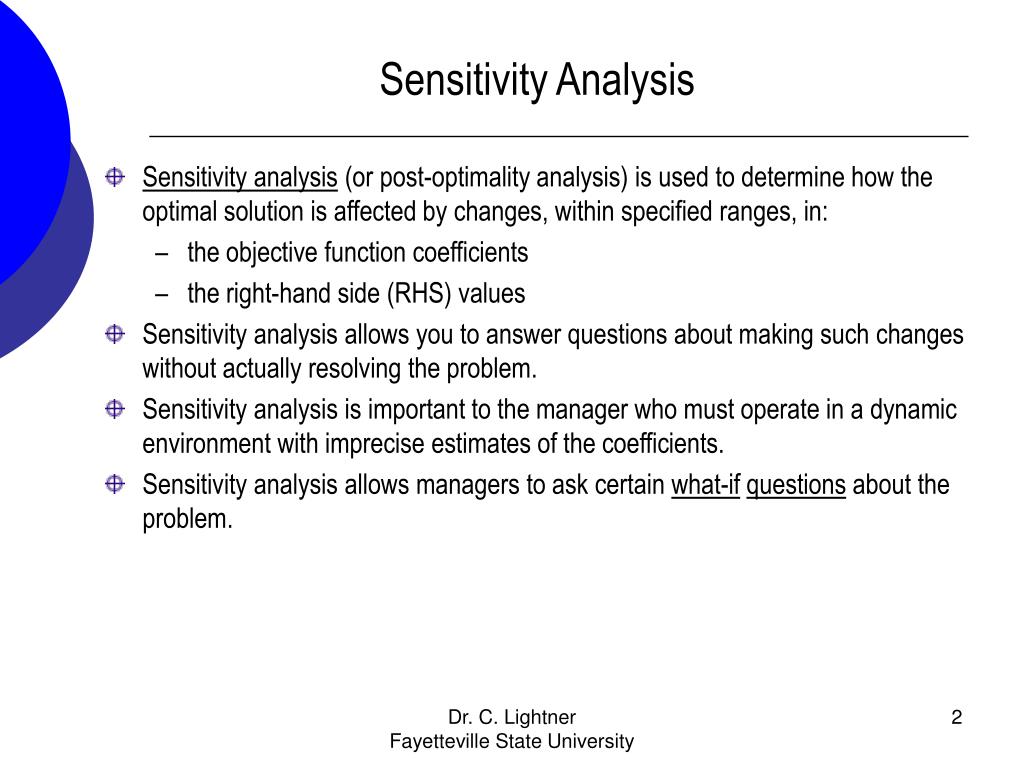 Ppt Chapter 3 Introduction To Sensitivity Analysis Sensitivity
