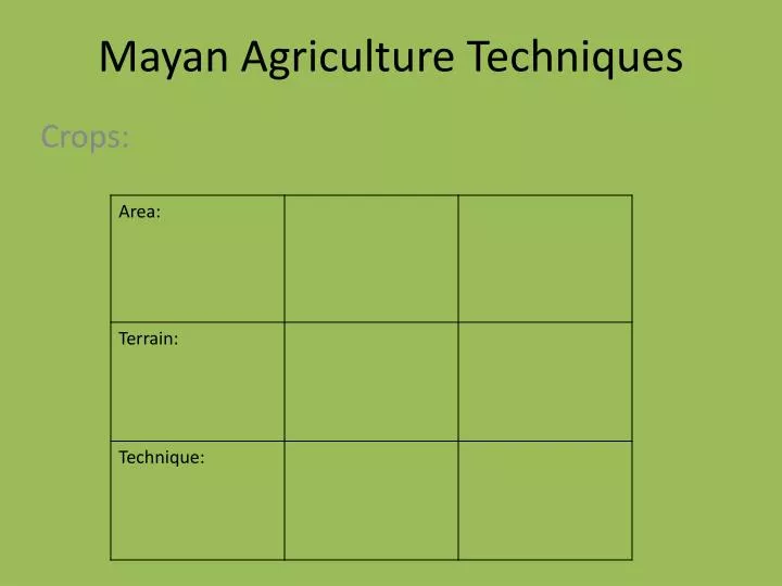 PPT - Mayan Agriculture Techniques PowerPoint Presentation, free ...