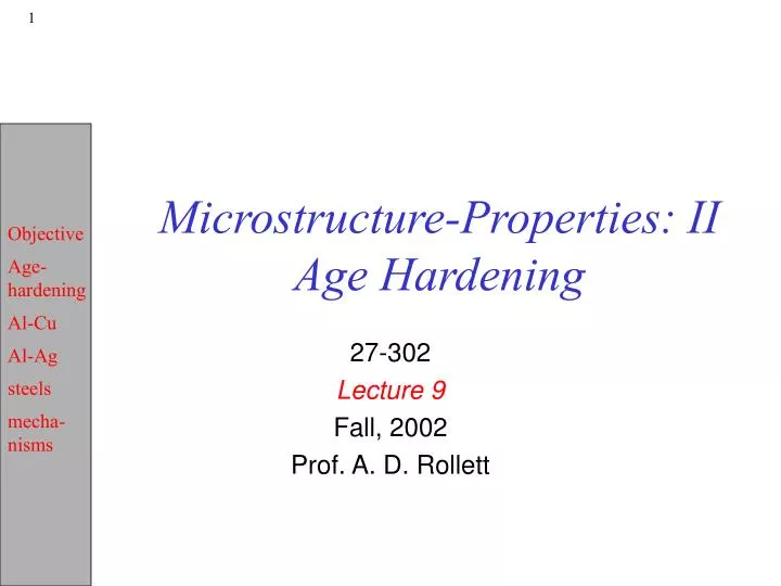 PPT - Microstructure-Properties: II Age Hardening PowerPoint ...