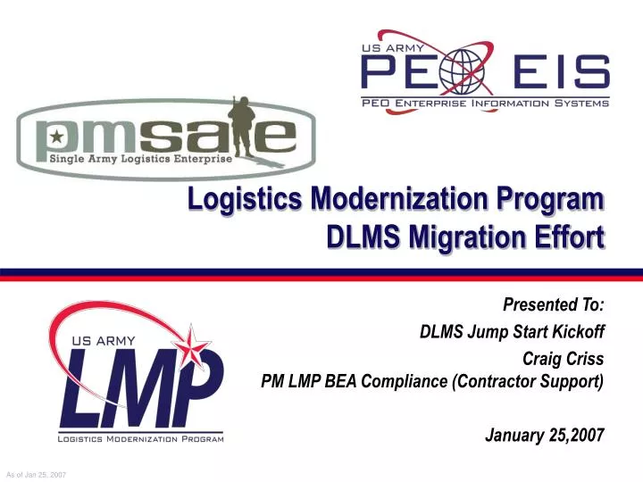 PPT - Logistics Modernization Program DLMS Migration Effort PowerPoint ...