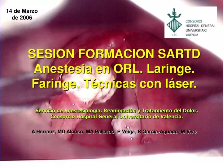 PPT - SESION FORMACION SARTD Anestesia en ORL. Laringe. Faringe ...