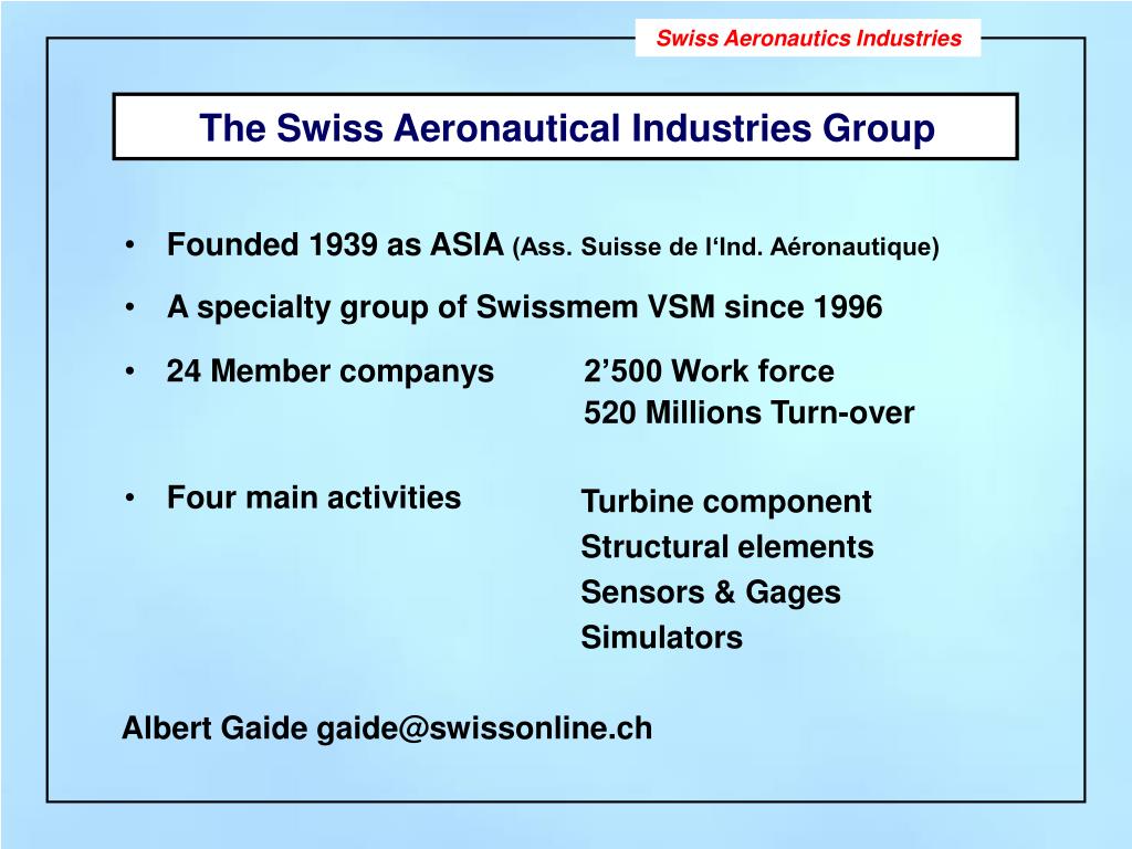 PPT - The Swiss Aeronautical Industries Group PowerPoint Presentation ...