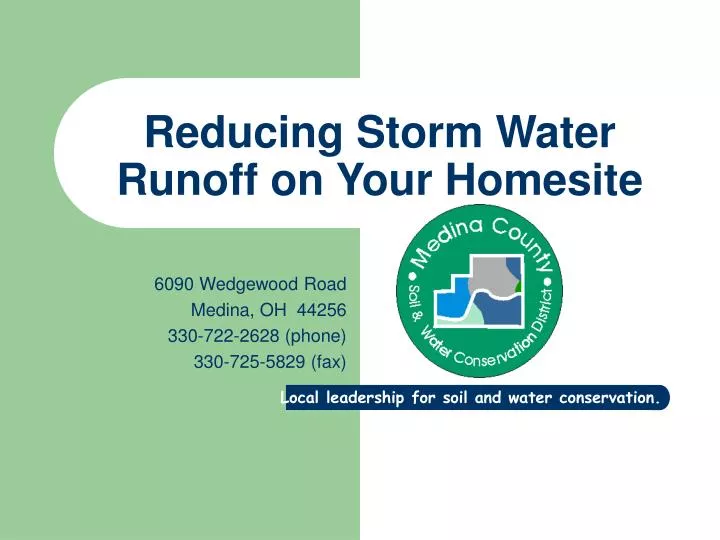 PPT - Reducing Storm Water Runoff on Your Homesite PowerPoint ...