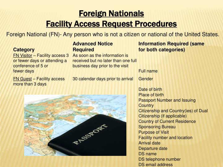 PPT - Foreign Nationals Facility Access Request Procedures PowerPoint ...