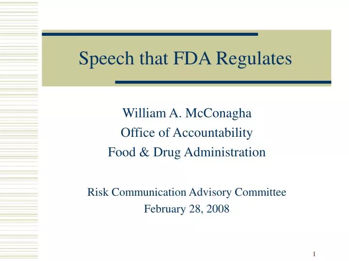 PPT - Speech that FDA Regulates PowerPoint Presentation, free download ...