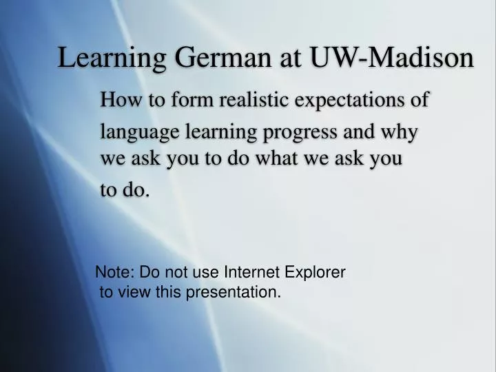 PPT - Learning German at UW-Madison PowerPoint Presentation, free ...