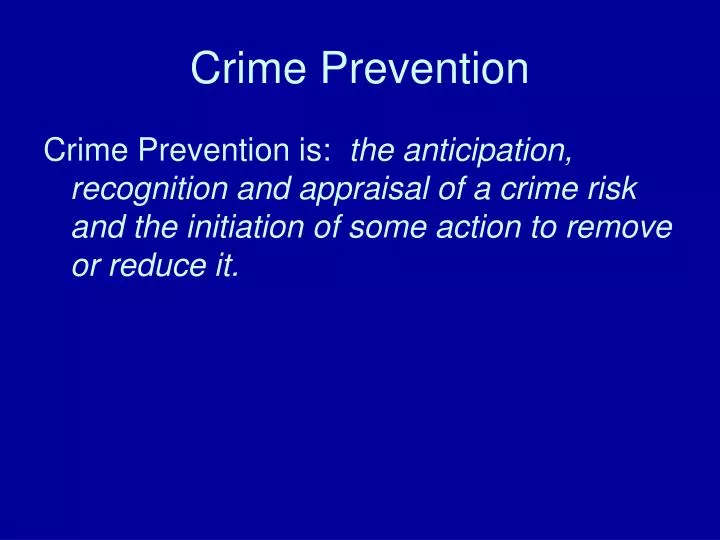 PPT - Crime Prevention PowerPoint Presentation, free download - ID:1217236