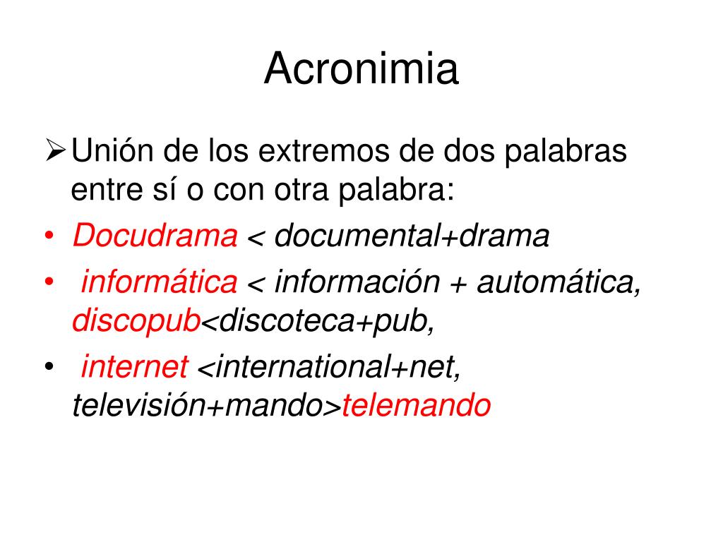 PPT - LA FORMACIÓN DE LAS PALABRAS EN ESPAÑOL PowerPoint Presentation ...