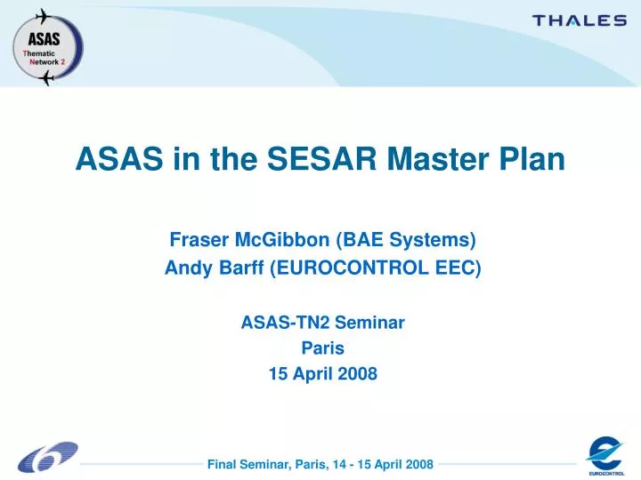 PPT - ASAS in the SESAR Master Plan PowerPoint Presentation, free ...