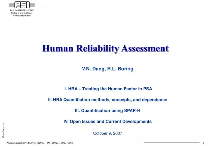 PPT - Human Reliability Assessment PowerPoint Presentation, free ...
