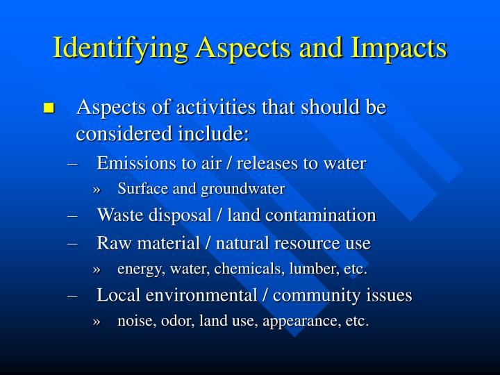PPT - ISO 14001 Section 4.3.1 Environmental Aspects PowerPoint ...