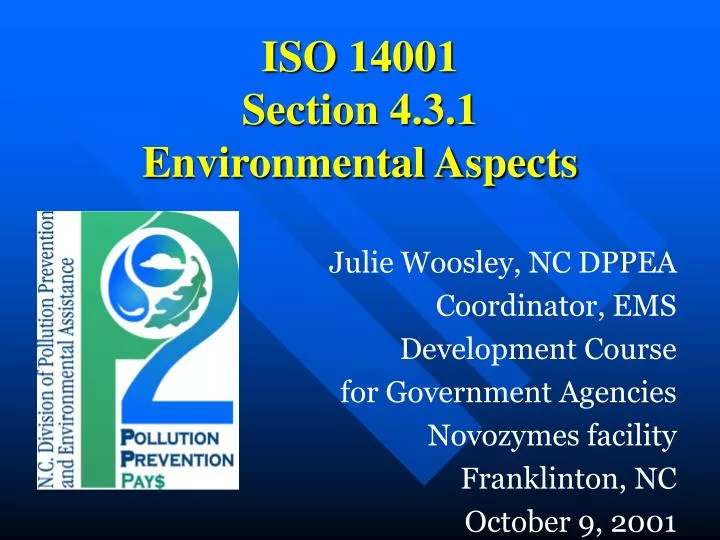 PPT - ISO 14001 Section 4.3.1 Environmental Aspects PowerPoint ...