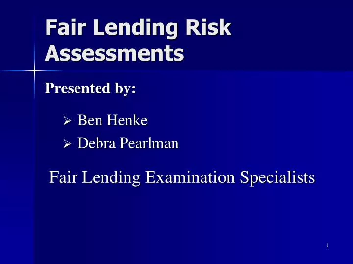 PPT - Fair Lending Risk Assessments PowerPoint Presentation, free ...