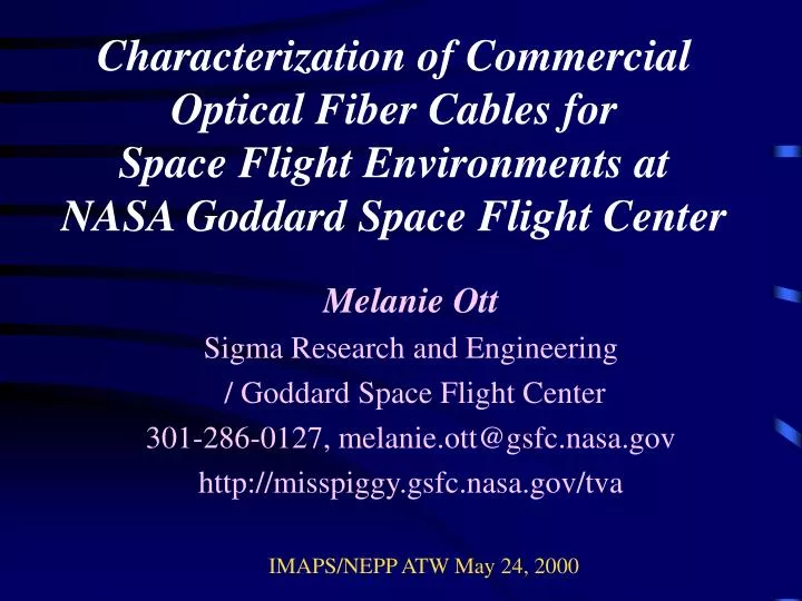 PPT - Characterization of Commercial Optical Fiber Cables for Space ...