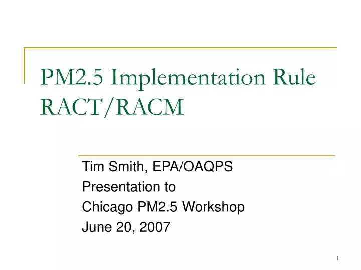 PPT - PM2.5 Implementation Rule RACT/RACM PowerPoint Presentation, free ...