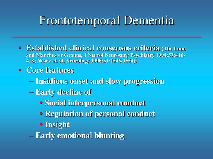 PPT - Frontotemporal Dementia PowerPoint Presentation - ID:1224517