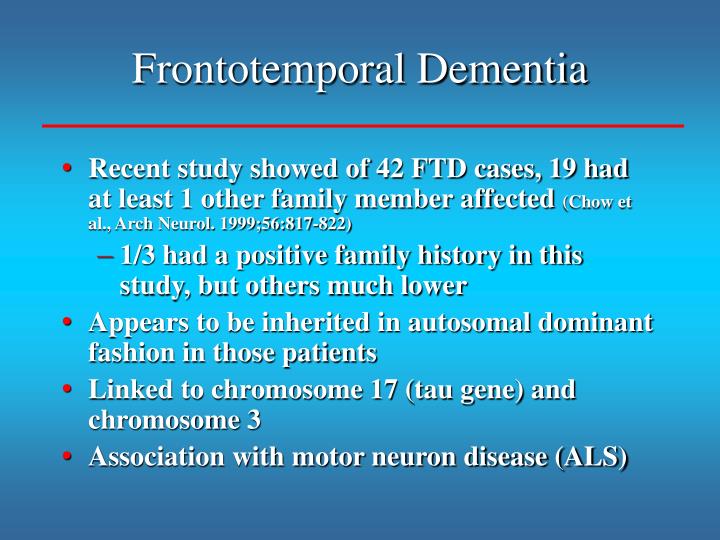 PPT - Frontotemporal Dementia PowerPoint Presentation - ID:1224517