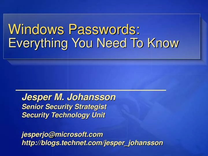 PPT - Windows Passwords: Everything You Need To Know PowerPoint ...