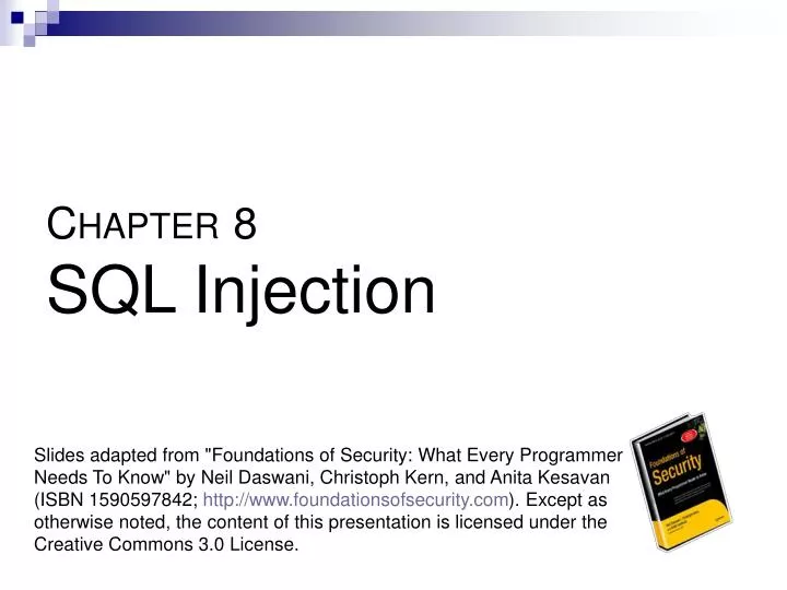 PPT - C HAPTER 8 SQL Injection PowerPoint Presentation, free download ...