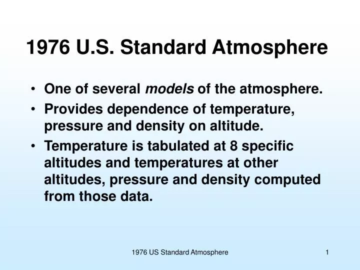 PPT - 1976 U.S. Standard Atmosphere PowerPoint Presentation, free ...