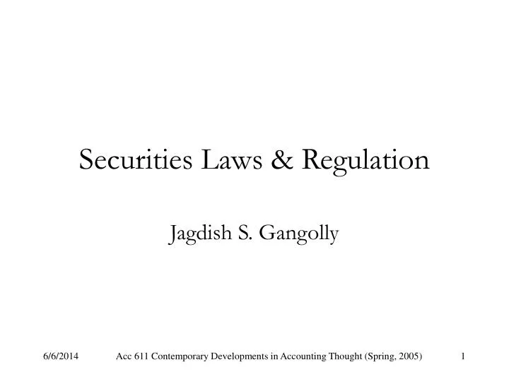 PPT - Securities Laws & Regulation PowerPoint Presentation, free ...