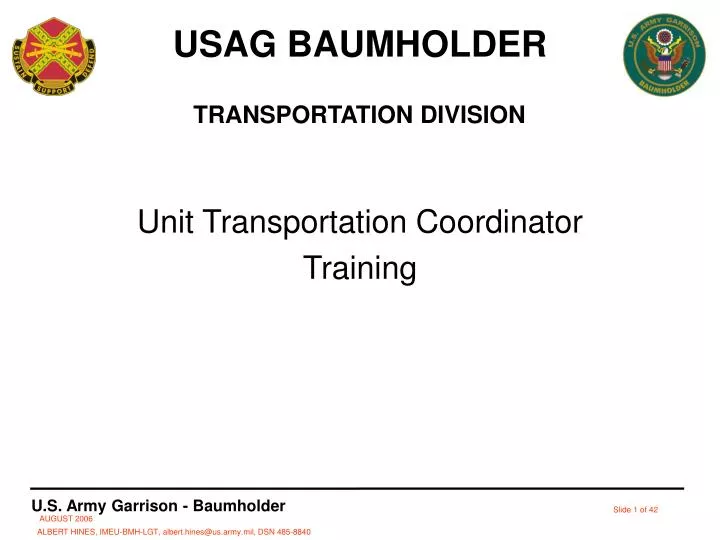 PPT - Unit Transportation Coordinator Training PowerPoint Presentation ...