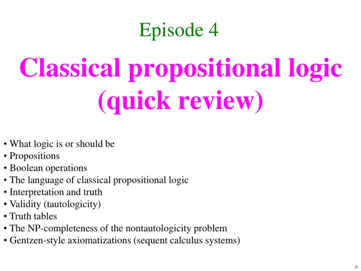 PPT - Classical propositional logic (quick review) PowerPoint ...