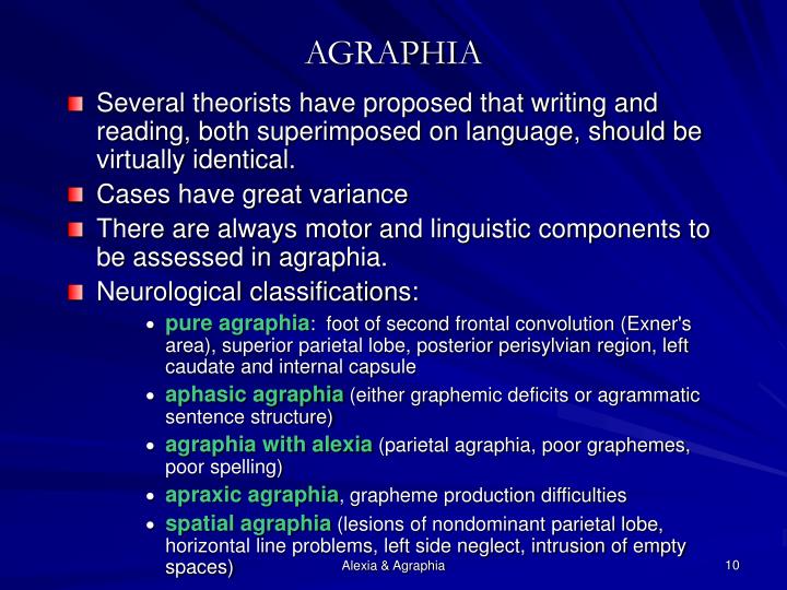 PPT - Alexia and Agraphia: The Classic Picture PowerPoint Presentation ...