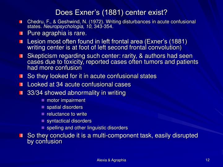 PPT - Alexia and Agraphia: The Classic Picture PowerPoint Presentation ...