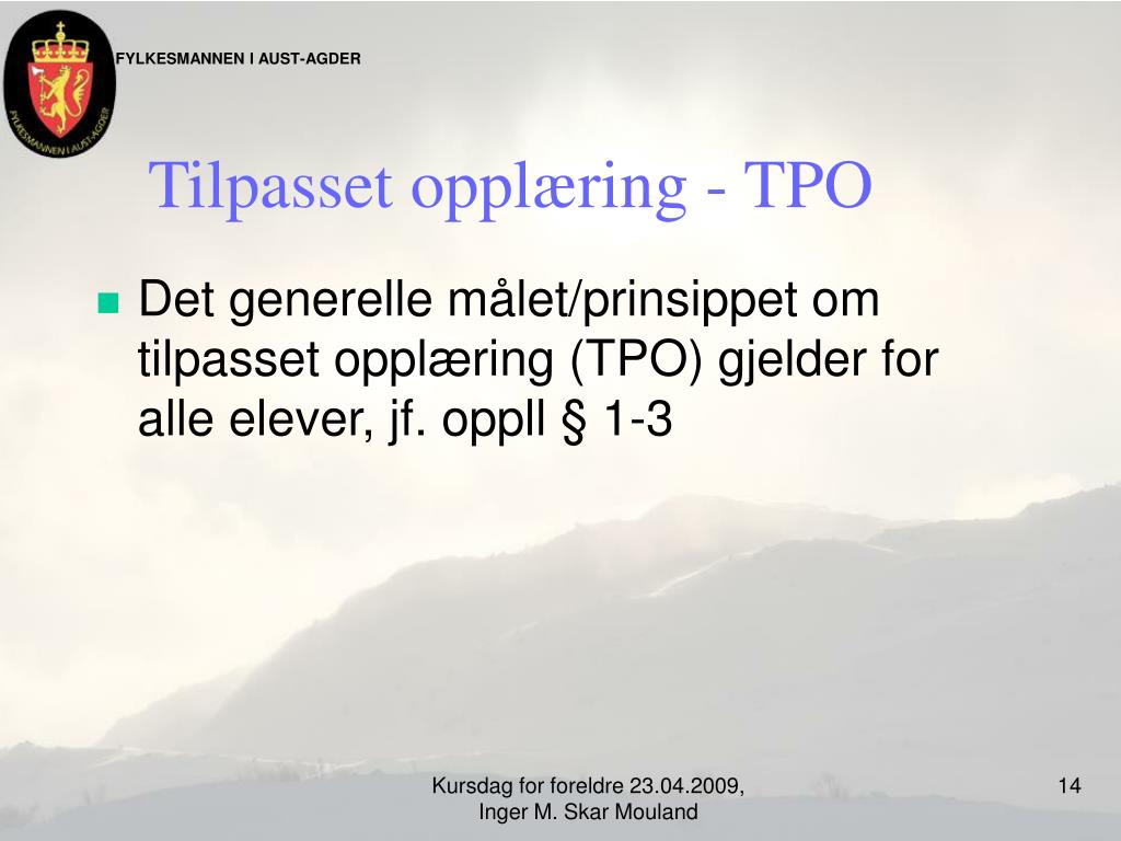 PPT - Rett til spesialundervisning og spesialpedagogisk hjelp etter ...