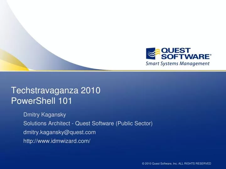 PPT - Techstravaganza 2010 PowerShell 101 PowerPoint Presentation, free ...